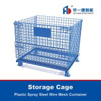 China Plastic Spray Steel Wire Mesh Container Foldable Storage Cage Wire Container Steel Pallet Box for sale