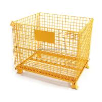 China Plastic Spray Steel Wire Mesh Container Foldable Storage Cage Wire Container Steel Pallet Box for sale