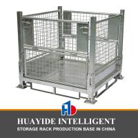 China C07：Collapsible Storage Folding Stacked Warehouse Steel Metal Wire Mesh Pallet Stillage Cage Foldable Box Pallet for sale