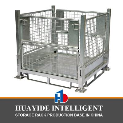 China C07：Collapsible Storage Folding Stacked Warehouse Steel Metal Wire Mesh Pallet Stillage Cage Foldable Box Pallet for sale