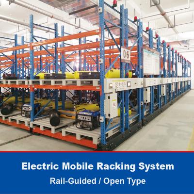 China Electric Mobile Pallet Racking  Rail-Guided Ground Track Guidance Open Type Electric Mobile Rack Warehouse Storage Rack for sale