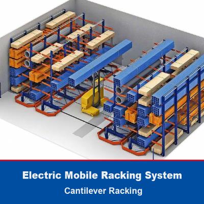 China Heavy Duty Storage Cantilever Rack Electric Mobile Cantilever Racking for Pipe Sheets Long Materials for sale