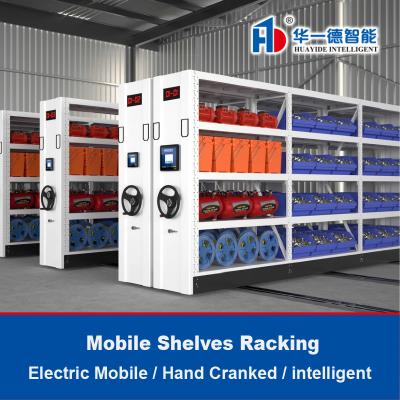 China Electric Mobile Shelves Racking Hand Cranked Cargo Mobile Shelving Compact Movable Shelving High-Density Shelves for sale