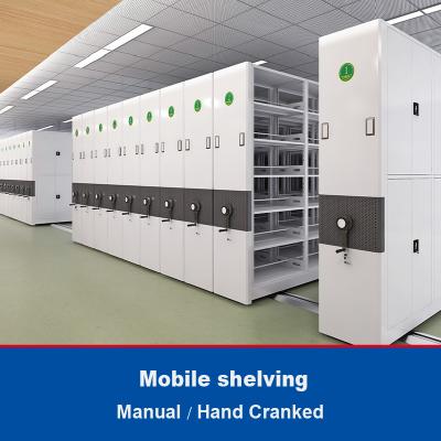 China Manual Mobile Shelving Hand Cranked Movable Compact Shelves Archives Compactor Rack System for sale