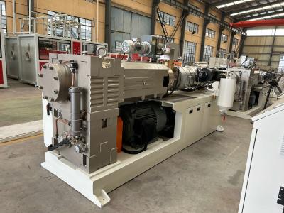 China 80/173 Conical Twin Screw PVC Pipe Extrusion Line 600 kg/h Output 75-315 mm for sale