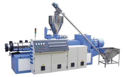 China Conical Twin Screw Extruder for PVC Pipe Profile Board 45-92mm Diameter 750kg/h Capacity for sale