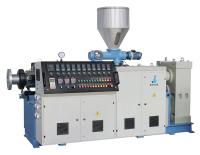 China PVC Conical Twin Screw Extruder 45-105mm Screw Diameter with 100-1100 kg/hr Capacity for Pipes and Panels for sale