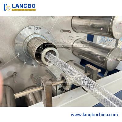 China PVC Fiber Reinforced Pipe Extrusion Line 6-50mm Garden Water Braided Hose Machine for sale