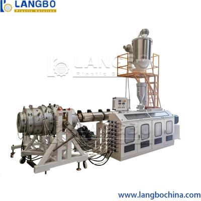 China Computer Control PVC Plastic Pipe Extrusion Machine Twin Screw 80-700 kg/h Capacity 18.5-90 kW Motor for sale