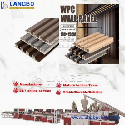 China PVC Fluted Decoration Panel Extrusion Line 51/105 Conical Twin Screw 350KG/H Automatic Saw Cutting for sale