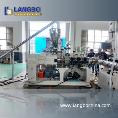 China PVC Profile Extrusion Line 600mm Max Width Conical Twin Screw Extruder PLC Control for sale