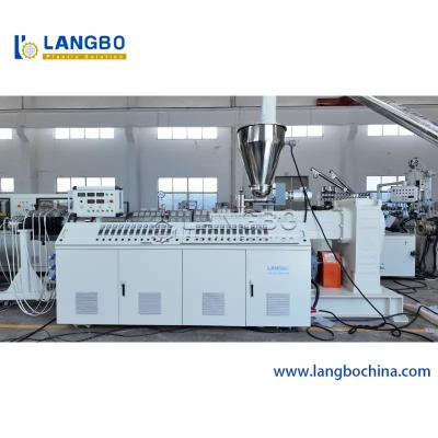 China Conical Twin Screw PVC Pipe Extrusion Line 1440mm Screw Length Automatic Cutting for 16-630mm Pipes for sale