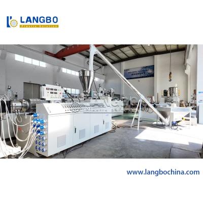 China PVC Pipe Extrusion Line 16-630mm Diameter Conical Twin Screw PLC Control for sale