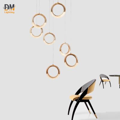 China Wholesale Modern Luxury Gold Rings Crystal Acrylic Pendant Chandelier Hanging Earring Light Chandeliers for sale