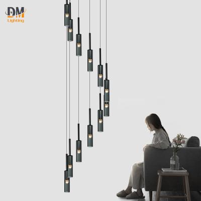 China Special Modern Glass LED Chandeliers Flush Ceiling Art Lighting Home Minimalist Light Stair Lamp For Villa for sale