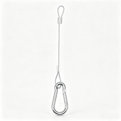 China Safety Stainless Steel Wire Rope Sling With Carabiner Lighting Accessories for sale