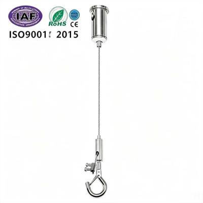 China Adjustable Stainless Steel Wire Rope Suspension Kit With Spring Hook For Pendant Lights for sale