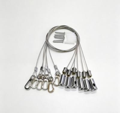 China Stainless Steel Cable Gripper Wire Rope Hanging Kit with Carabiners for sale