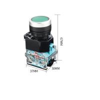 China Self-reset button switch LA38-11BN, flat button self-locking type, silver point, power supply hole 22mm, one open and one closed for sale