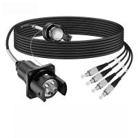 China Outdoor TPU Field Single Mode Armored Optical Cable Assembly with Three Ring Ferrule and Metal Aeronautical Head Interface for sale