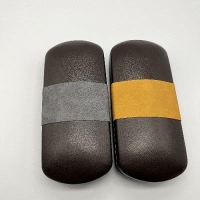 China Leisure Brown Faux Suede Metal Sunglass Case Glasses Durable Double Side Magnet for sale