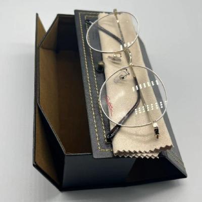 China Mutispandex Square Metal Eyeglass Case Hard Folding With Embossed Printing for sale