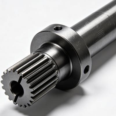 China CNC Turned Carbon Steel 1045 Gear Shaft with HRC 28-35 Hardness for Heavy Duty Equipment up to 1500mm Length for sale