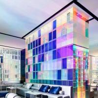 China Thick Thin Blue Black Dichroic Glass Tiles for sale