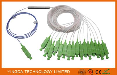 China GPON FTTH Fiber Optic Passive Mini Optical Splitter 1*16 900um Single mode SC APC connectors for sale