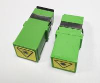 China SC APC Fiber Optic Adapter SM Simplex Shutter Without Flange Green for sale