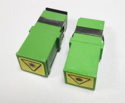 China SC APC Fiber Optic Adapter SM Simplex Shutter Without Flange Green for sale