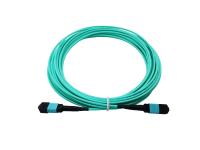 China 12 Fiber Optical MPO Patch Cable Assemblies OM3 40/100G Aqua 10 Meter For Data Center for sale