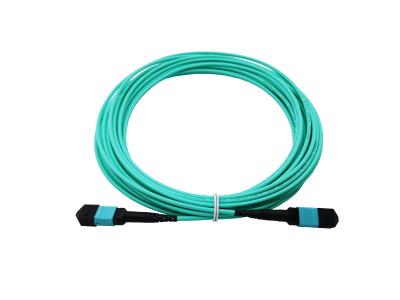 China 12 Fiber Optical MPO Patch Cable Assemblies OM3 40/100G Aqua 10 Meter For Data Center for sale
