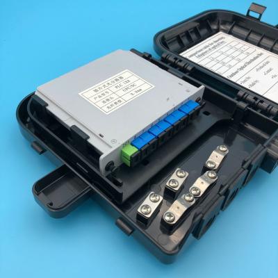 China FDB0208B Fiber Optic Termination Box for Outdoor Applications with 2 Cable Entry Holes and 8 SC Adapters for sale