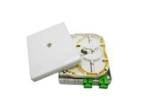 China 2 Ports SC LC Fiber Optic Termination Box White ABS Indoor Wall Mounted With Cassette for sale