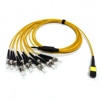 China Low Loss 0.35dB  12 Cores MPO Connector To ST MPO Jumper Type B  For Fiber Optic Communication System for sale