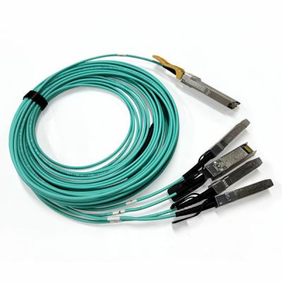 China 200G QSFP56 to 4 x 50G SFP56 Active Optical Cable , AOC Breakout Cable 10M For Data Center for sale