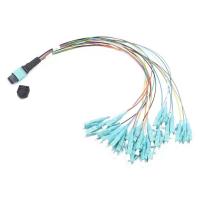 China MPO Harness Cable 12 fibers fanout LC PC colored pigtails MM OM3 MM 8F 12F 24F LSZH MPO MTP Fiber Optic Patch Cord for sale