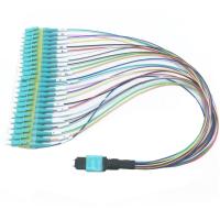 China MPO Harness Cable 12 fibers fanout LC PC colored pigtails MM OM3 MM 8F 12F 24F LSZH MPO MTP Fiber Optic Patch Cord for sale