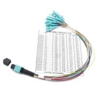 China MPO Harness Cable 12 fibers fanout LC PC colored pigtails MM OM3 MM 8F 12F 24F LSZH MPO MTP Fiber Optic Patch Cord for sale
