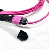 China 1m (3ft) MPO  Male to 6 LC UPC Duplex 12 Fibers OM4  50/125 Multimode Breakout Cable Type B LSZH Magenta for High-Density Data Center for sale