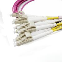 China 1m (3ft) MPO  Male to 6 LC UPC Duplex 12 Fibers OM4  50/125 Multimode Breakout Cable Type B LSZH Magenta for High-Density Data Center for sale