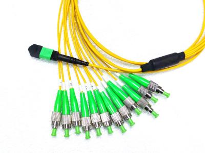 China 12 Fiber MPO to FC Breakout Cable with LSZH Jacket for 40G/100G/400G Networks for sale