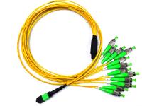 China 12 Fiber MPO to FC Breakout Cable with LSZH Jacket for 40G/100G/400G Networks for sale