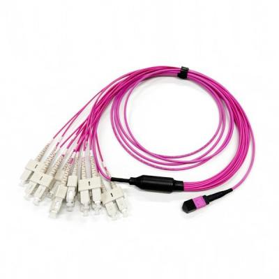 China 16 Fiber MPO to 8x SC Duplex Breakout Cable OM4 —10G 100G for sale