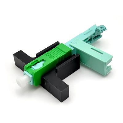 China 5G 0.2dB Ceramic C-Groove Fiber Optic Terminated Field Installable SC APC Connector 2*3mm Drop Cable for sale