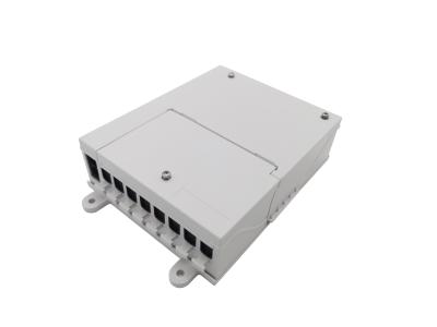 China IP54 Fiber Optic Splitter Termination Box 1X8 PLC Coupler SC Auto Shutter Adaptor ABS White for sale