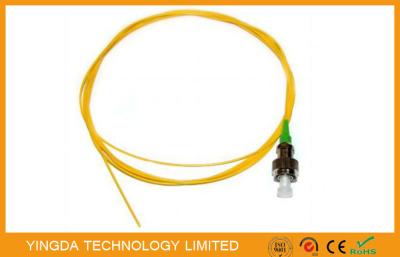 China 1.5M 0.9mm Yellow Fiber Optic Cable APC FC Pigtail SM Green Boot For Telecom for sale