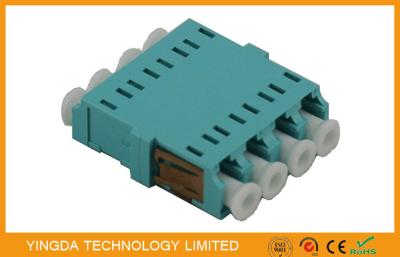 China Plastic Fiber Optic Connector Adapters LC Quad 4 Way No Ear OM3 10G Aqua for sale