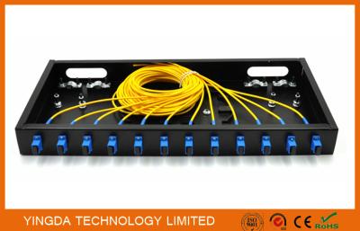 China 12 Port SC Complete Assembly Load Fiber Optic Patch Panel 19” ODF Black for sale